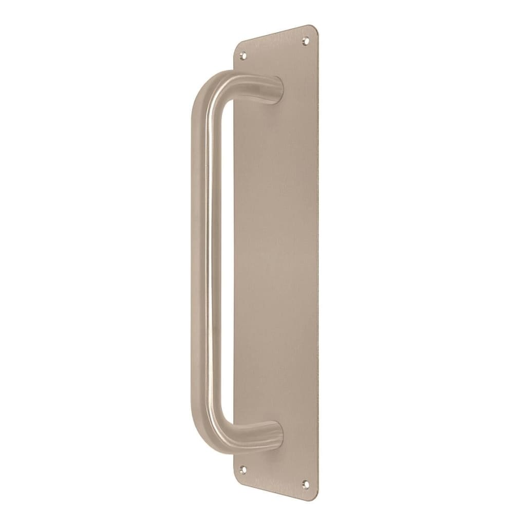 Fixed Pull Handle On Plate Set, Satin Stainless Steel